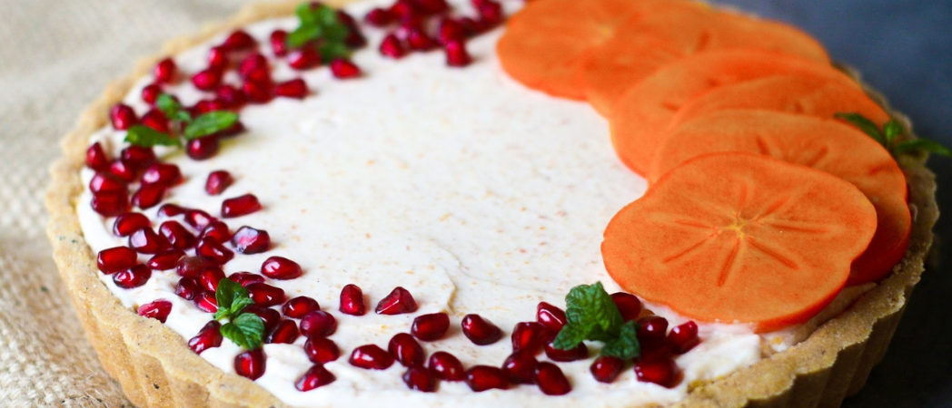 Persimmon Cheesecake Tart with Shortbread Crust | Milk & Cardamom