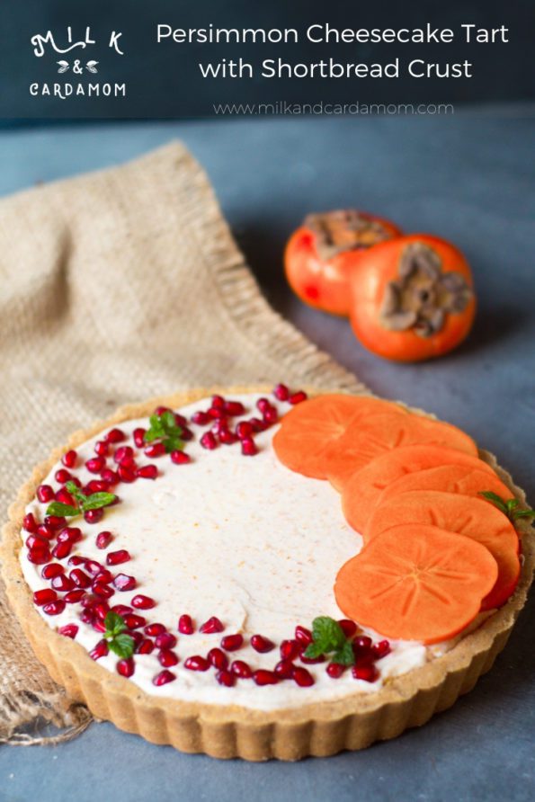 Persimmon Cheesecake Tart with Shortbread Crust | Milk & Cardamom
