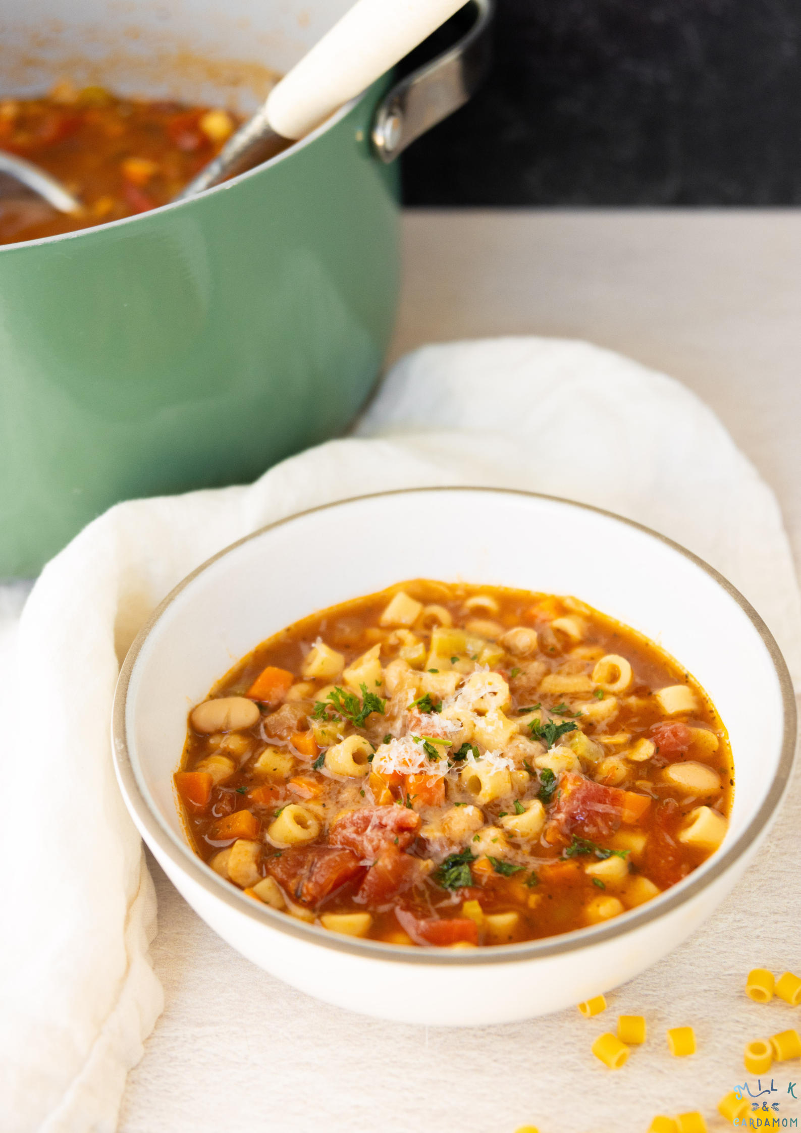 Easy Spicy Vegetarian Pasta Fagioli | Milk & Cardamom